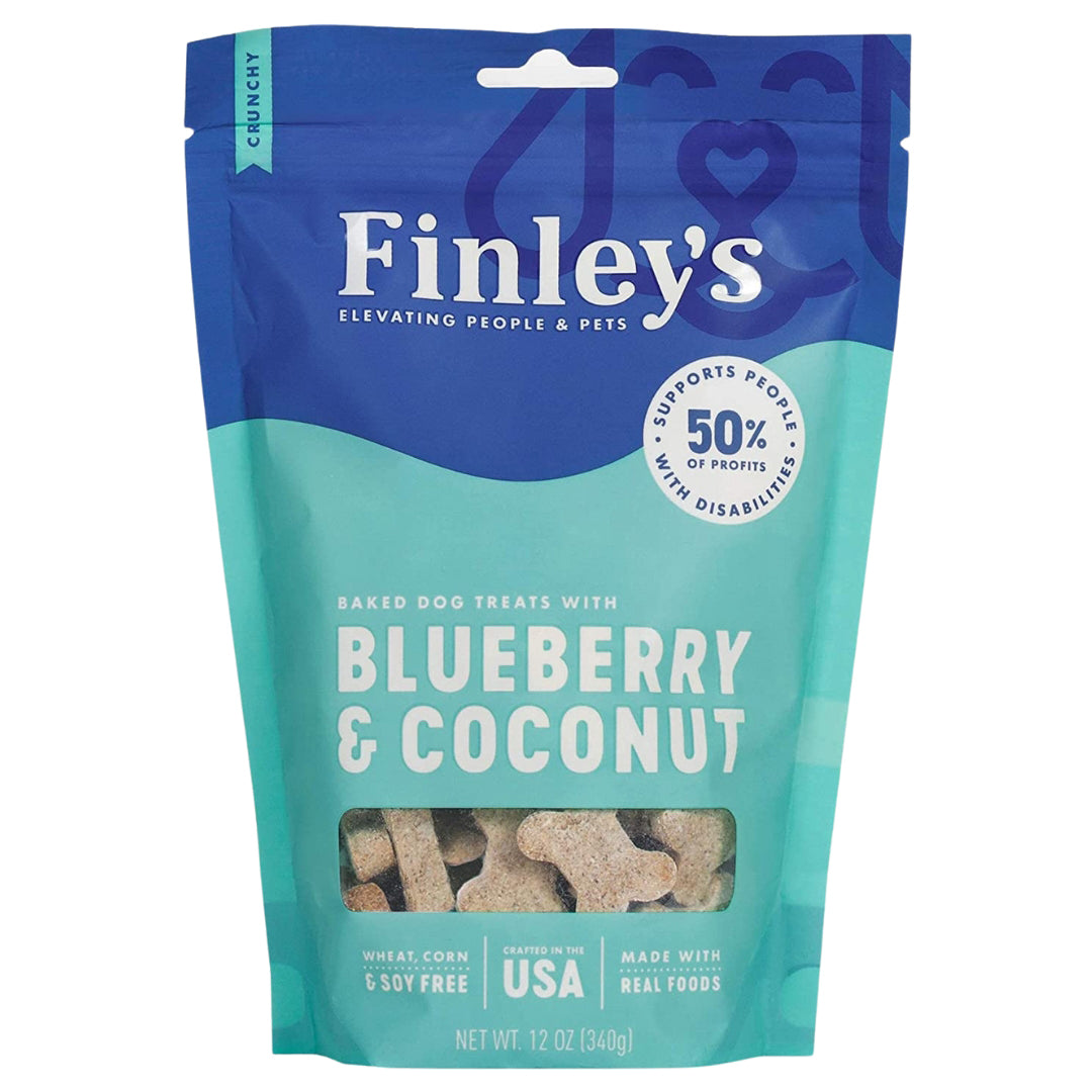 Finleys Dog Crunchy Biscuits Blueberry & Coconut 12oz. – Bowser Pets